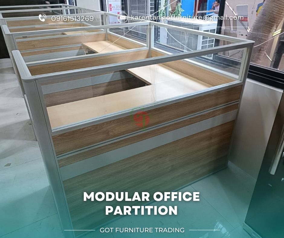 Laminated Office Partition with Glass top | Table w/ Partition ...