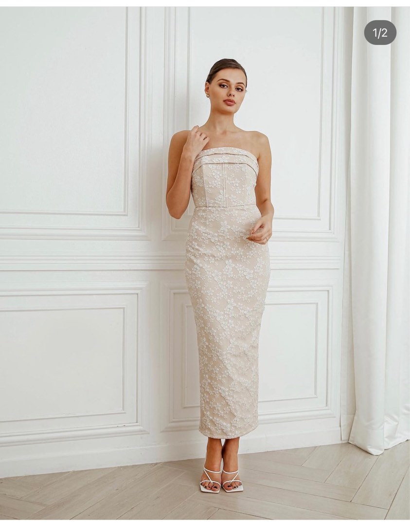 Laure by Roma Vera Jacquard Dress in Nude, Women's Fashion, Dresses ...