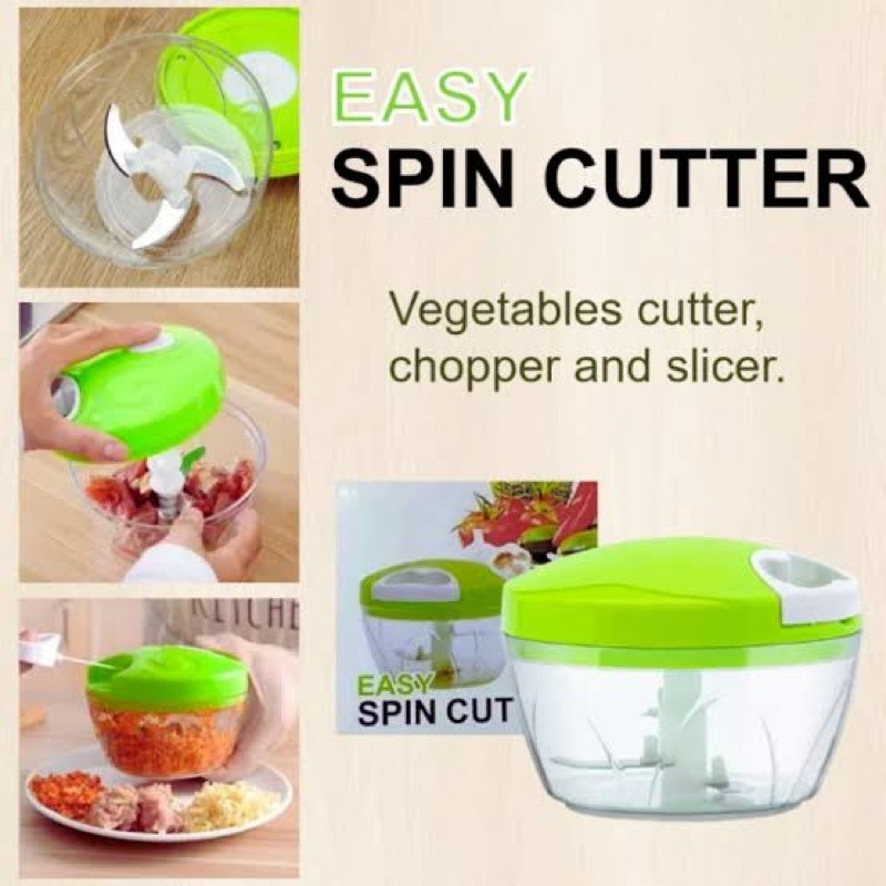 Manual Easy Spin Cutter Speedy Garlic Onion Vegetable Chopper ...