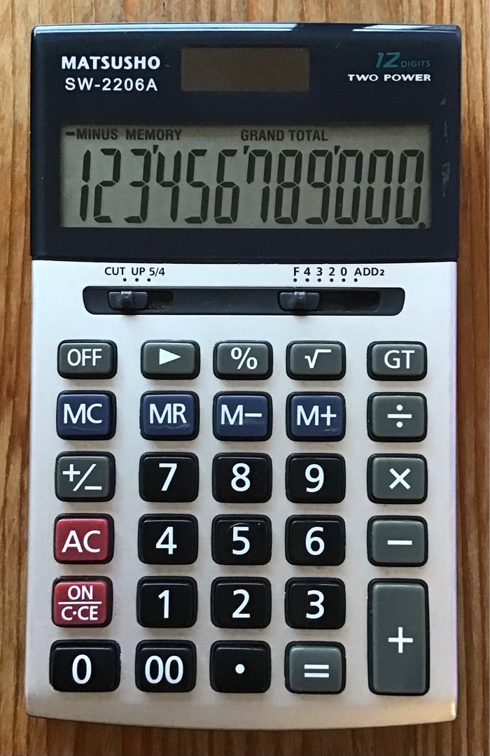 MATSUSHO 12位雙電源計數機（太陽能及內置電池），有說明書。, 電腦＆科技, 商務用科技產品 - Carousell