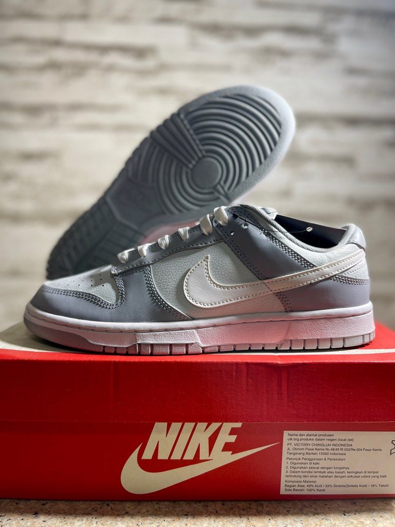 Nike Dunk Low Two Tone Grey, Fesyen Pria, Sepatu , Sneakers di Carousell
