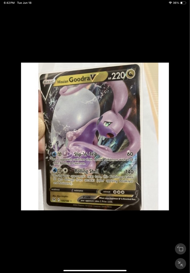 Original Hisuian Goodra V card, Hobbies & Toys, Toys & Games on Carousell