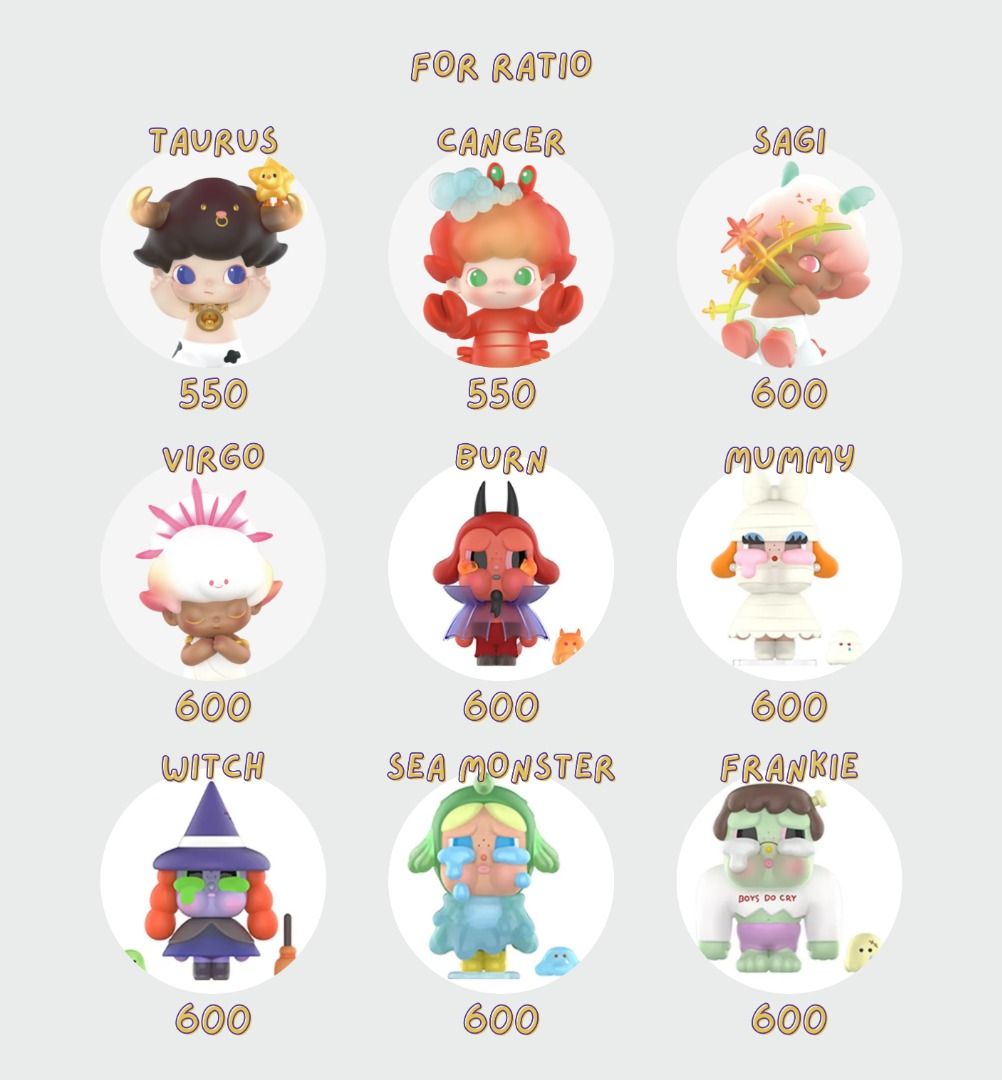 Popmart dimoo zodiac and crybaby monster tears, Hobbies & Toys, Toys ...