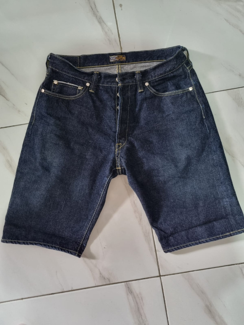 Samurai 15oz “Yamato-Damashii” Selvage Denim Shorts - Indigo - 34 2nd, Fesyen Pria, Pakaian ...