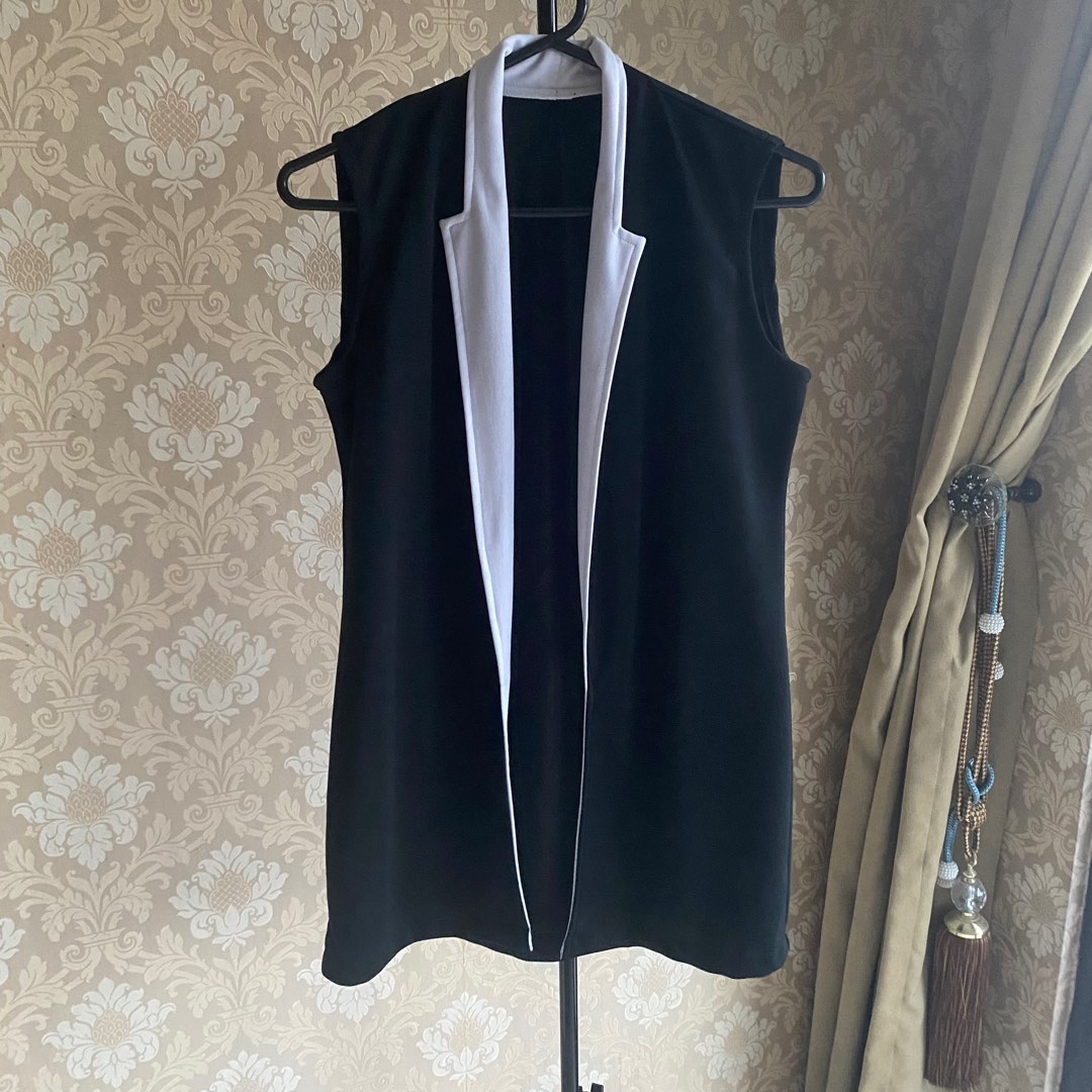Vest hitam / vest putih all size / outer hitam, Fesyen Wanita, Pakaian ...