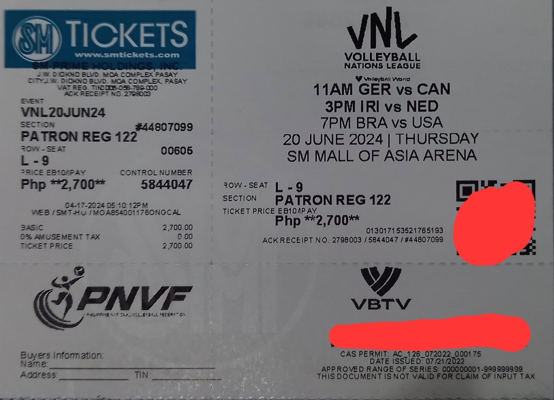 VNL 2024, Tickets & Vouchers, Event Tickets on Carousell