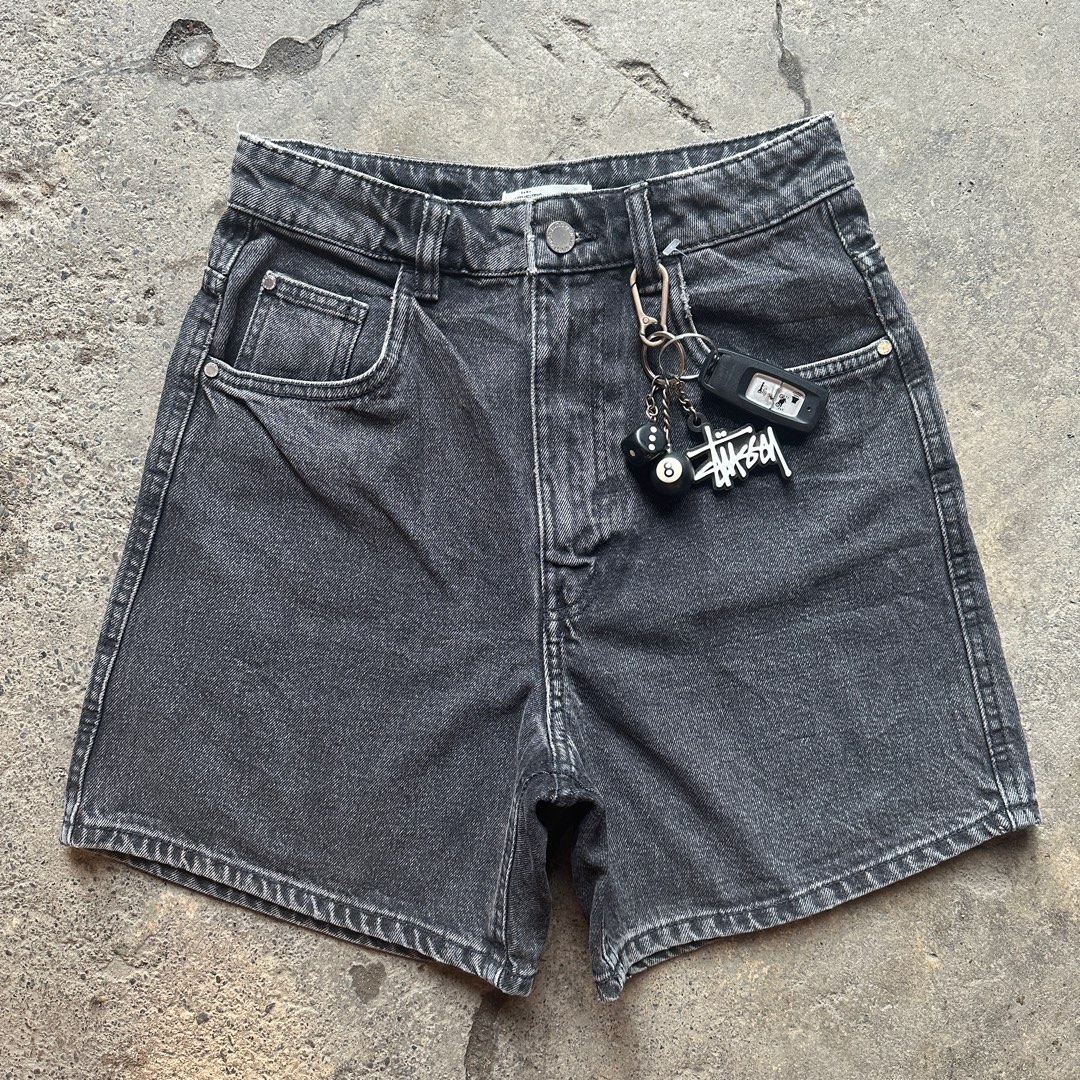 Washed Black Denim Jorts, Men's Fashion, Bottoms, Shorts on Carousell