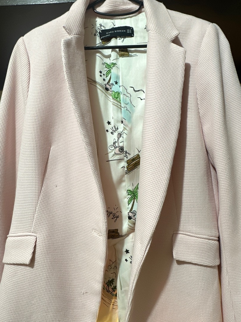 Zara Pink Blazer with design inside, Women's Fashion, Coats, Jackets ...
