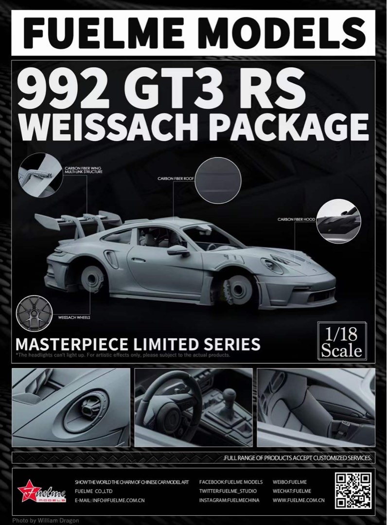1/18 Fuel Me Porsche 911 GT3 RS Weissach Package (come with display ...