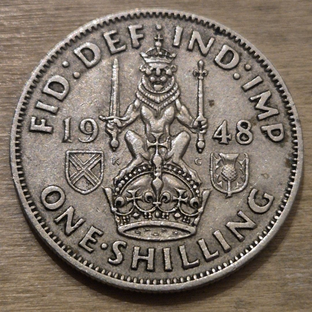 1948, 1949 Great Britain King George VI Scottish 1 Shilling Coins ...