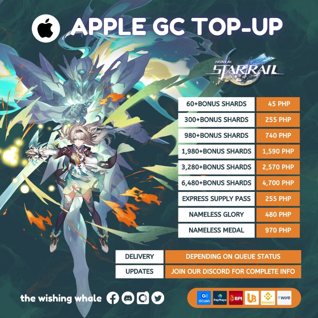6,480 Honkai Star Rail Oneiric Shards (Apple GC), Video Gaming, Gaming ...