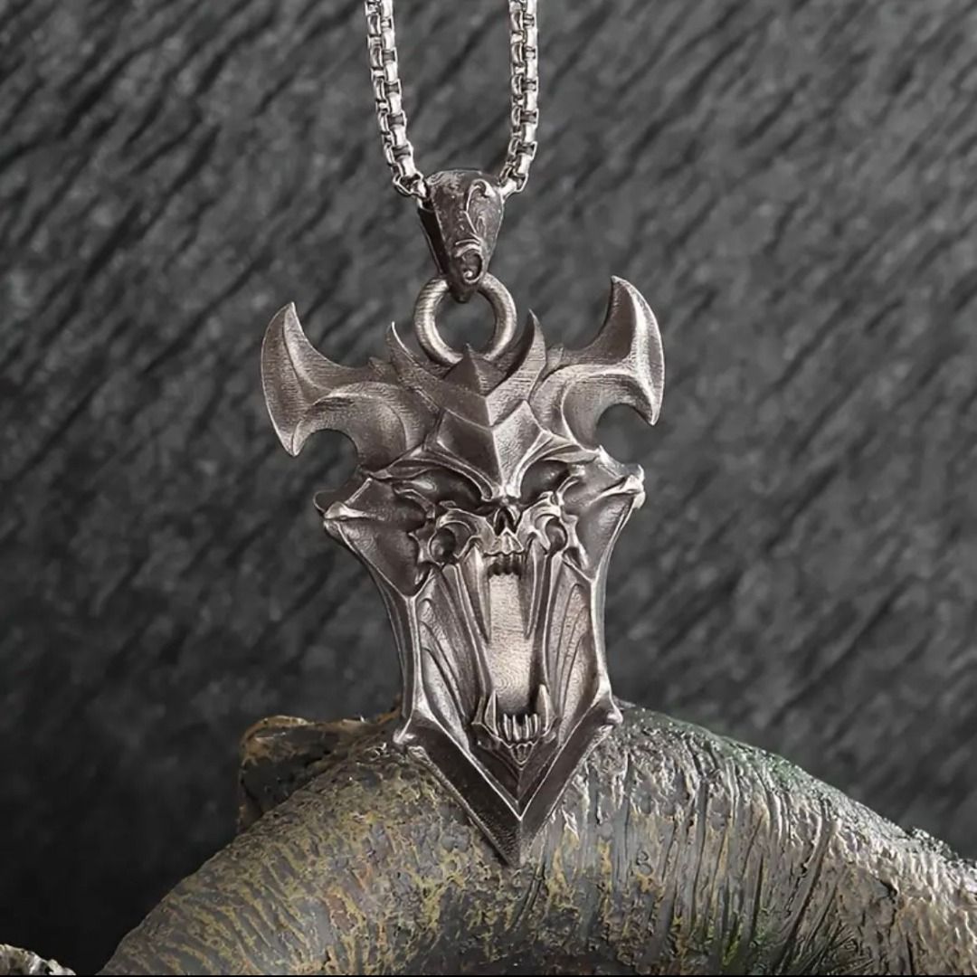 Ares Y2K Gothic Wolf Head Sword Pendant Greek Mythological Necklace ...