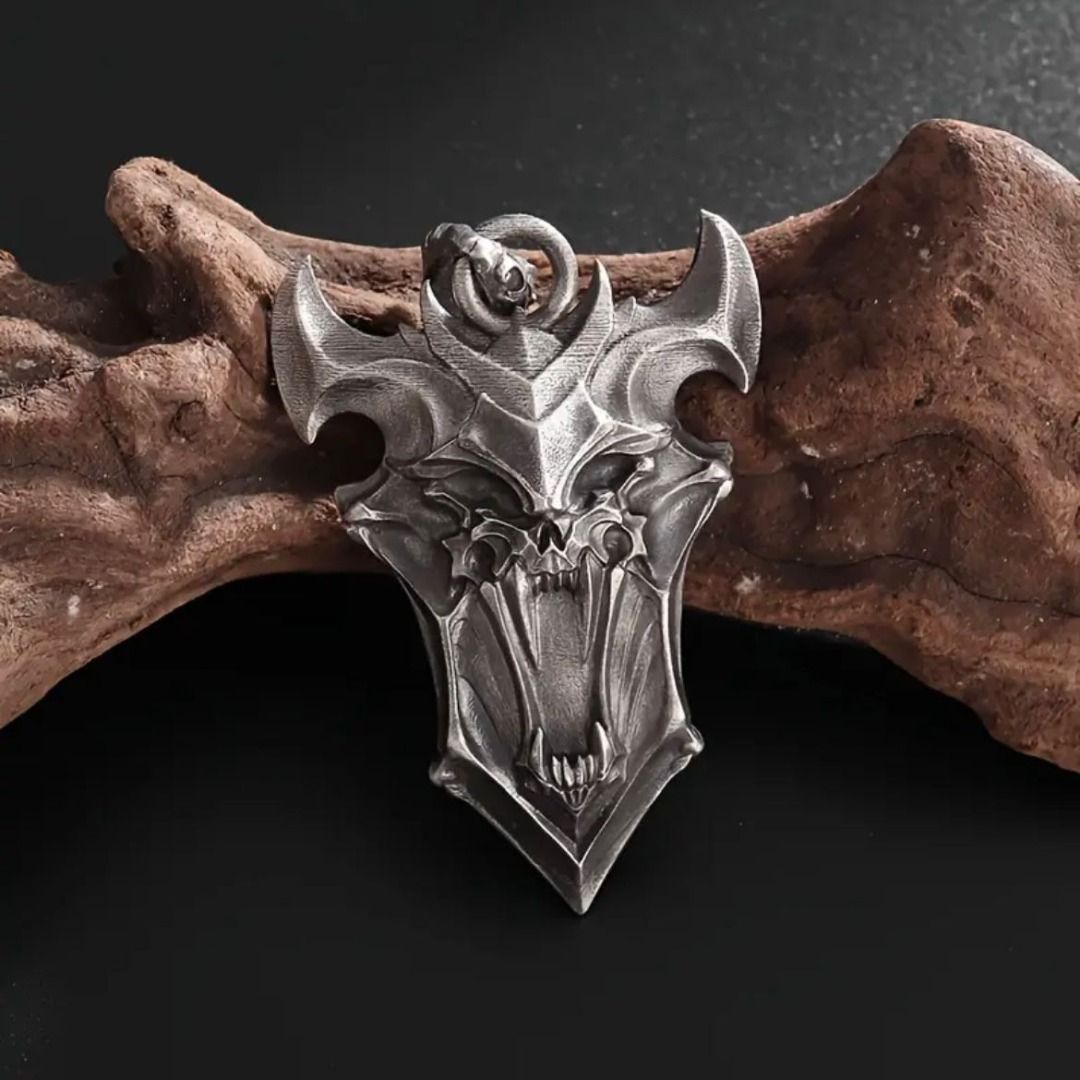 Ares Y2K Gothic Wolf Head Sword Pendant Greek Mythological Necklace ...