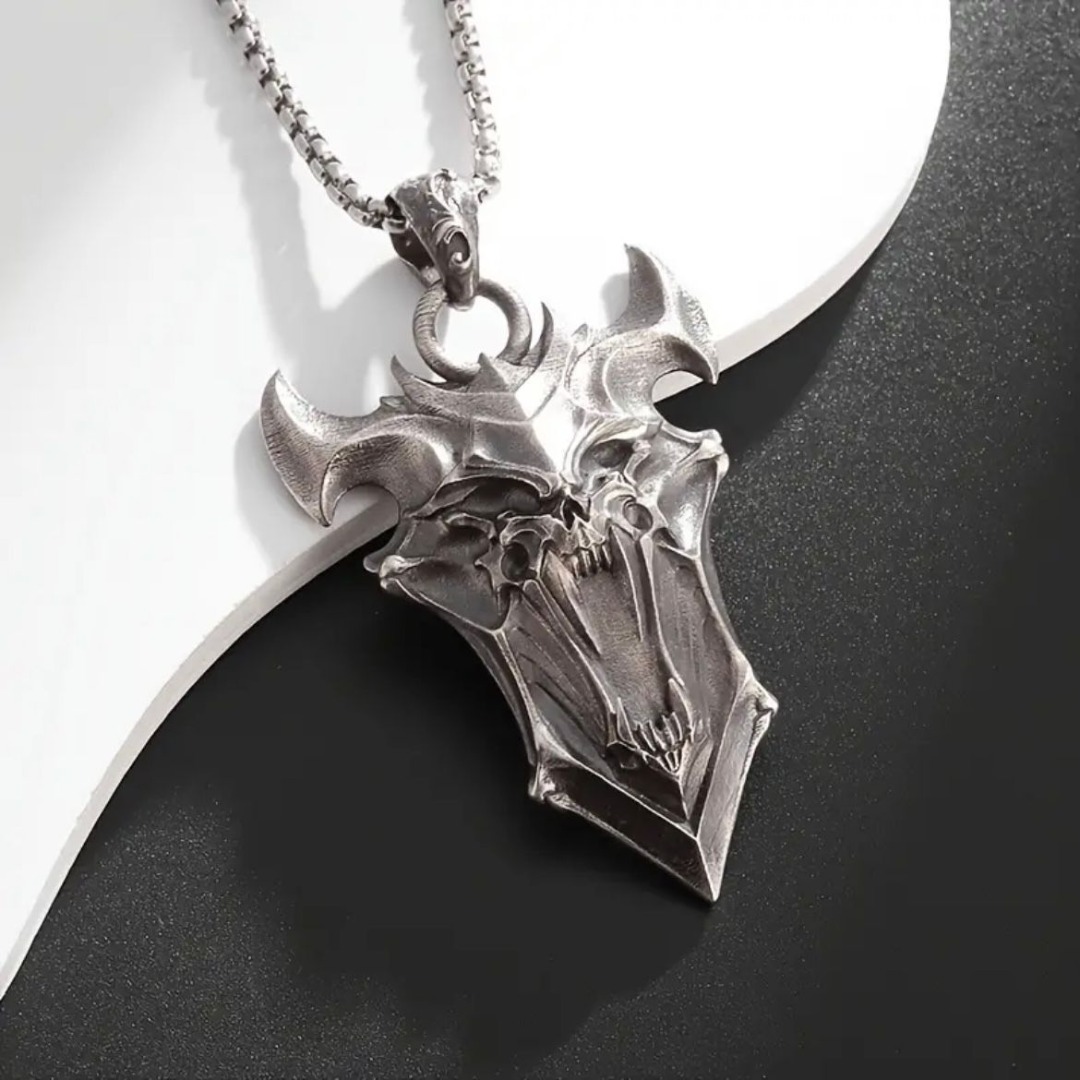 Ares Y2K Gothic Wolf Head Sword Pendant Greek Mythological Necklace ...