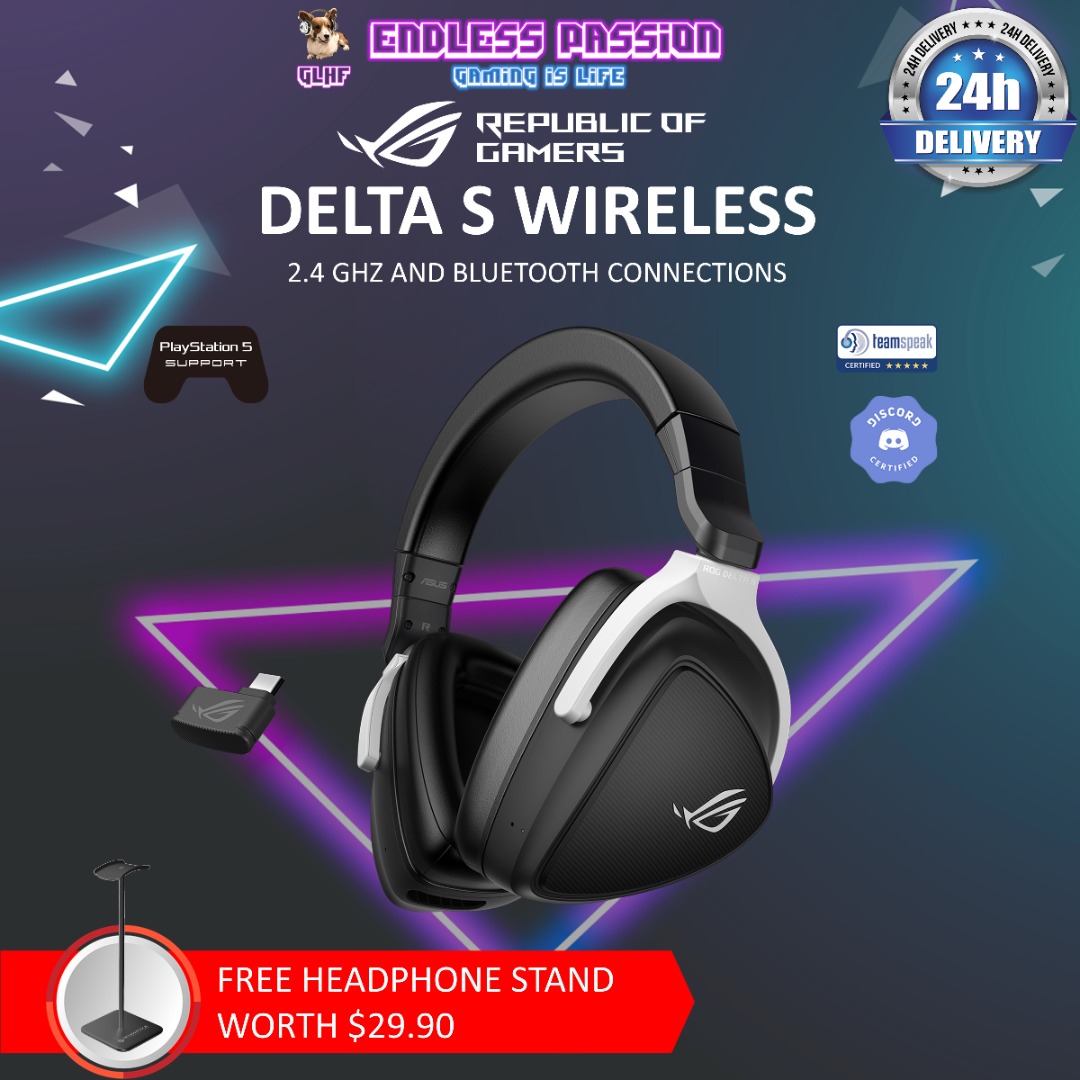 ASUS ROG Delta S Wireless Gaming Headset (AI Beamforming Mic, 7.1 ...