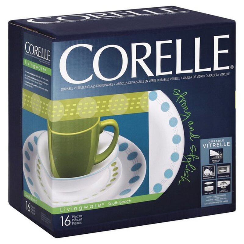 CORELLE Dinnerware 16p South Beach Apple Green, Furniture & Home Living ...