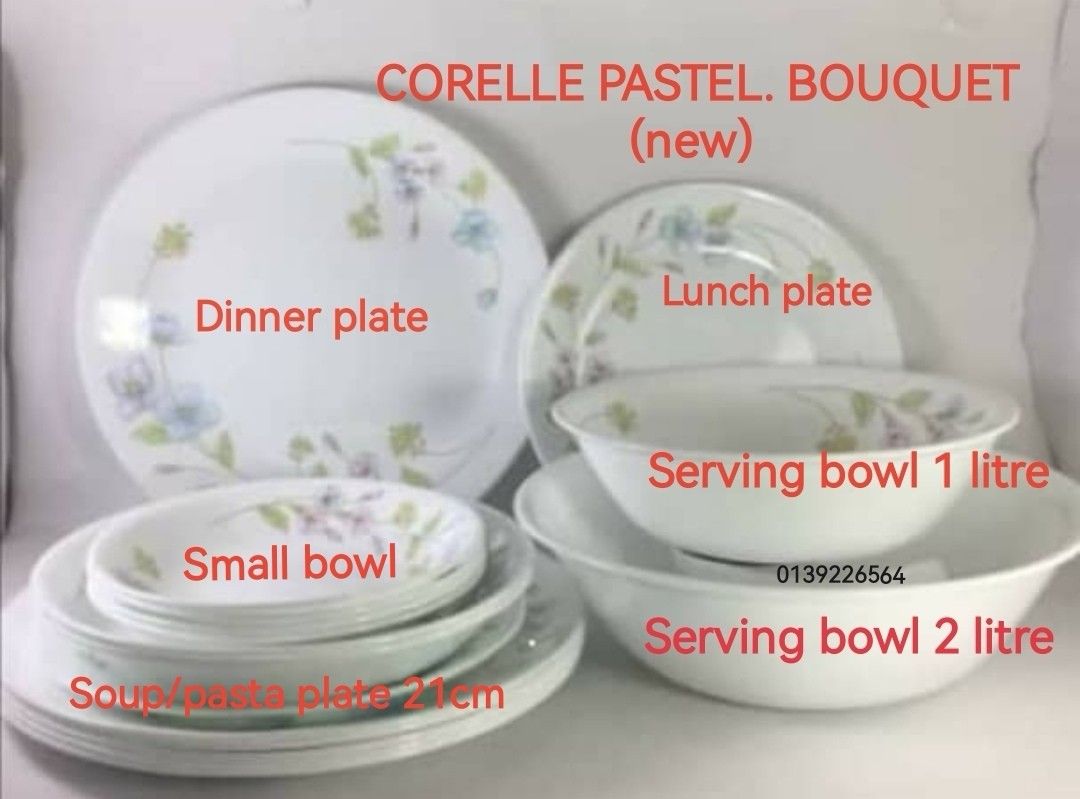 CORELLE PASTEL BOUQUET LOOSE, Furniture & Home Living, Kitchenware ...