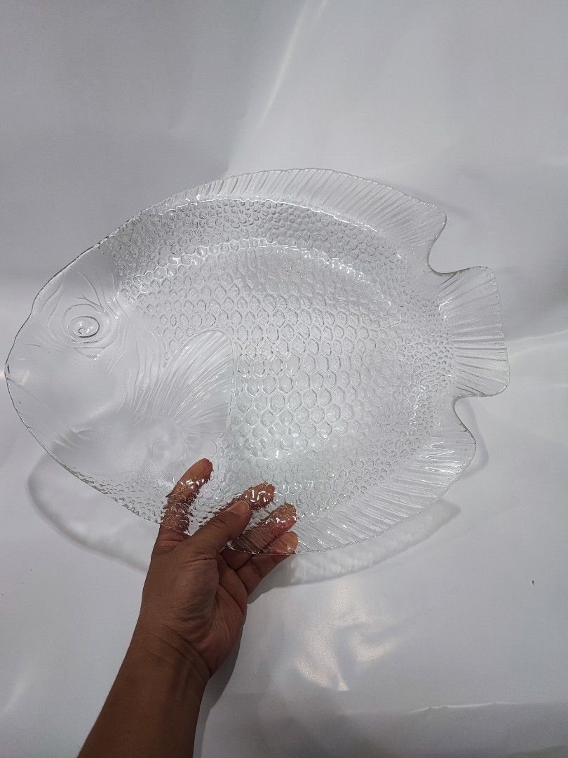 Fish Large Serving Clear Glass Platter, Furniture & Home Living ...
