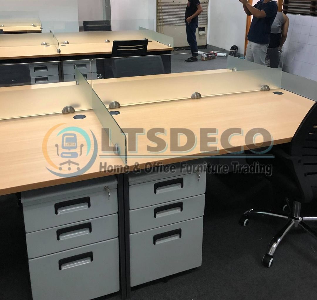Freestanding Table with Side Drawer Filing Cabinet Office Partition ...