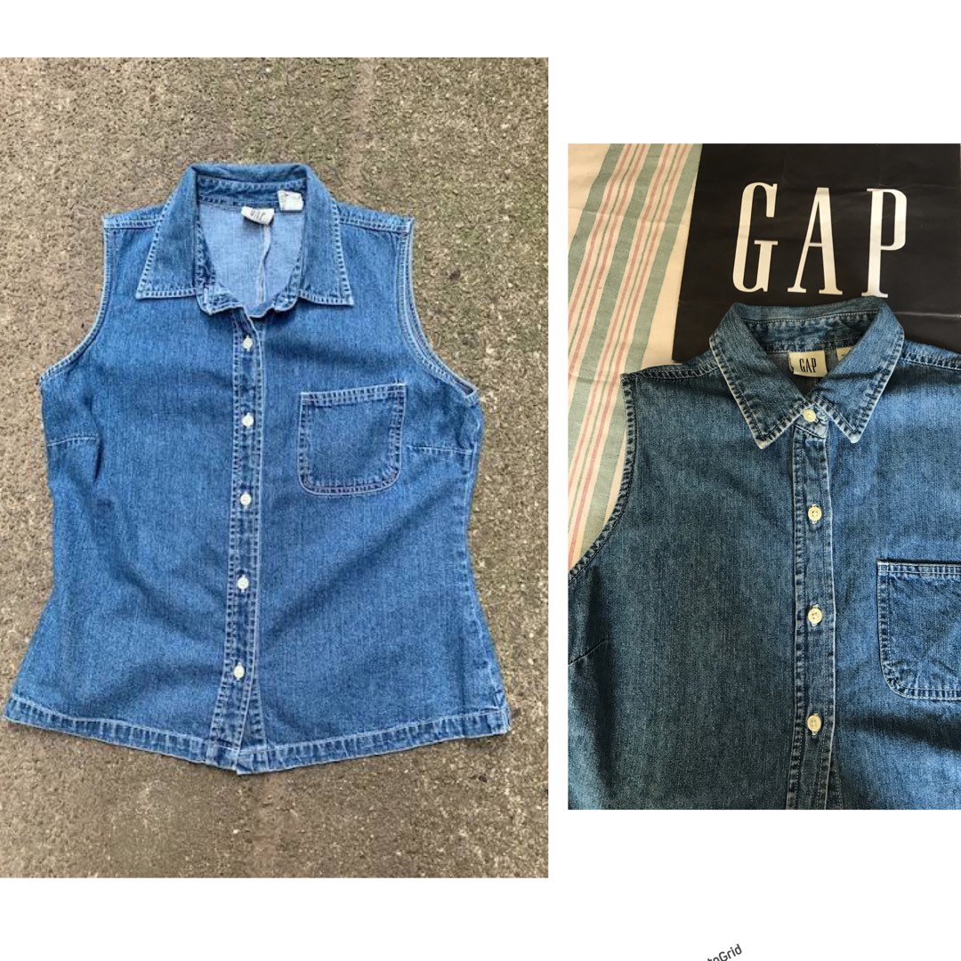 GAP 90’s Real Vintage classic denim sleeveless polo small, Women's Fashion, Tops, Shirts on ...