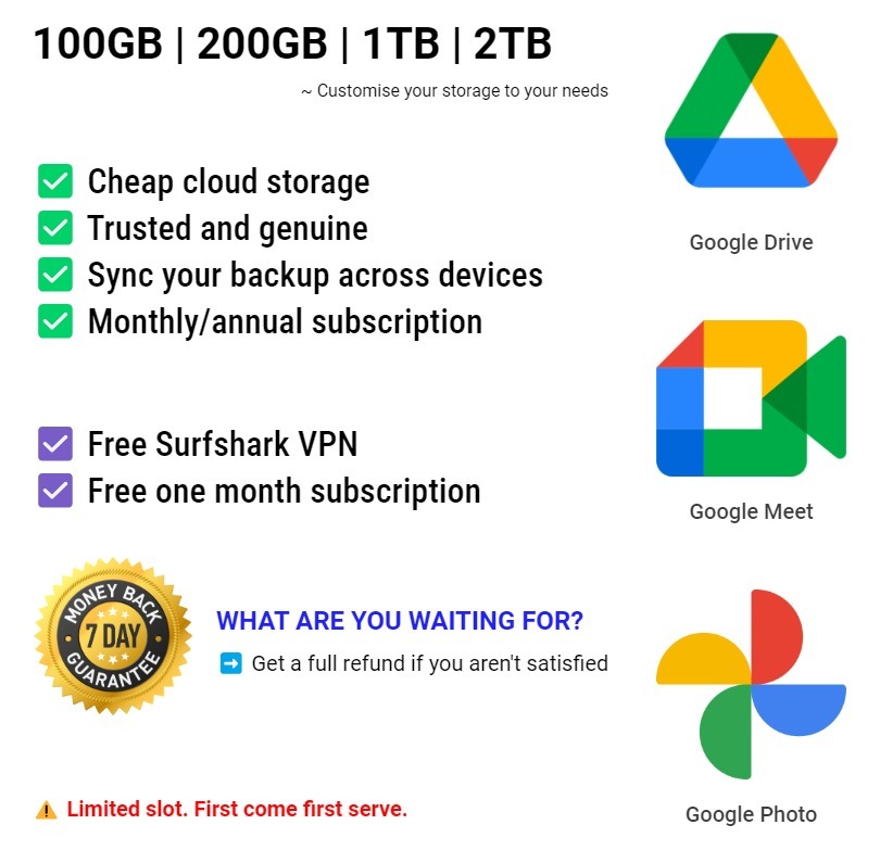 Google Drive Google Meet Google Photos Cloud Storage [Free Surfshark ...