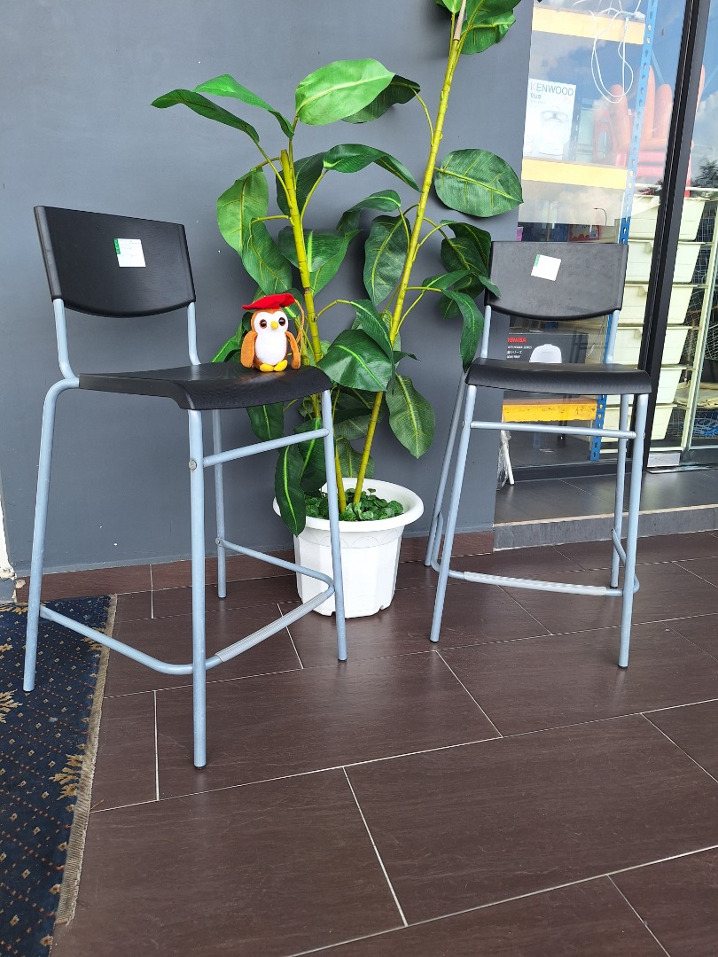Ikea Stig Bar Stool With Backrest Black Steel Bangku Bar Ikea Stig