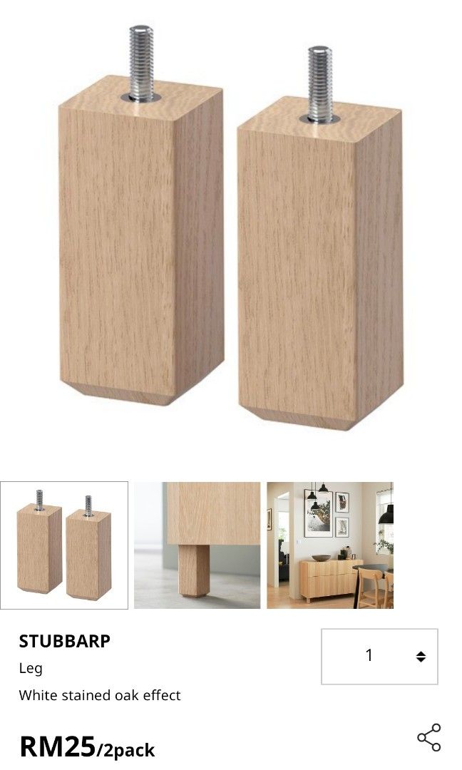 Ikea stubbarp leg, Furniture & Home Living, Furniture, Other Home ...