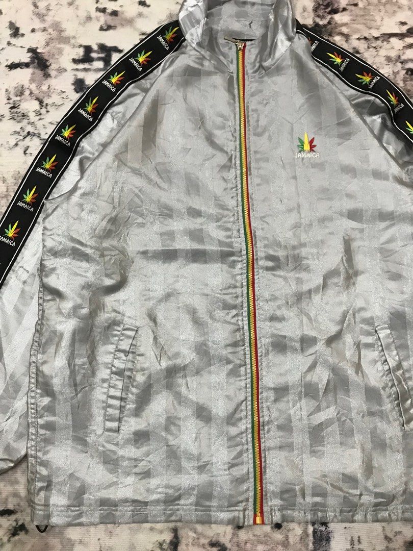JAMAICA RASTA SIDE TAPE LOGO WINDBREAKER JACKET, Men's Fashion, Coats ...