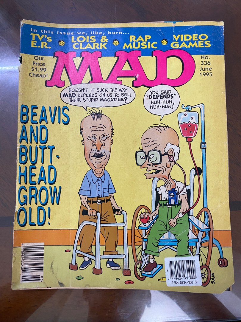 June 95 MAD Magazine 336 Beavis and Butthead Head Grow Old! Rare Issue ...