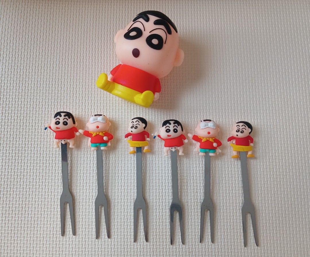 (New) 3D Sinchan Fork Dessert Set, Kitchen & Appliances di Carousell