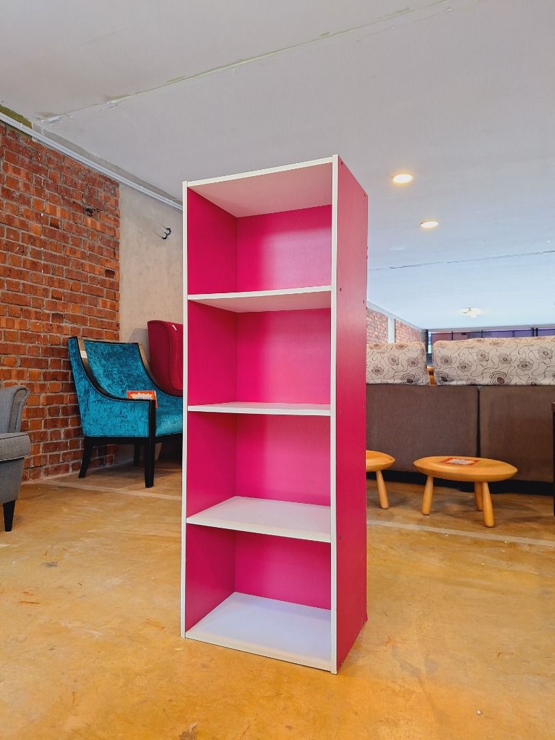 Pink 4-Tier Shelving Rack | Rak 4-Tingkat Merah Jambu, Furniture & Home ...