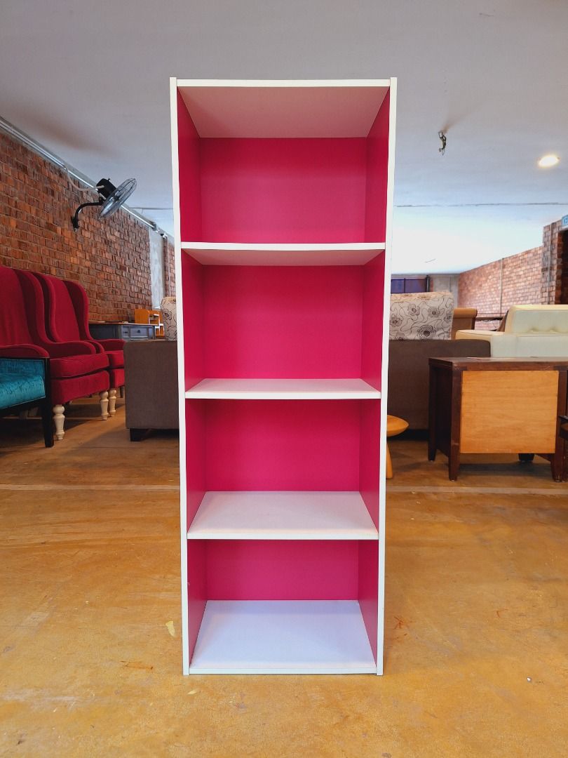 Pink 4-Tier Shelving Rack | Rak 4-Tingkat Merah Jambu, Furniture & Home ...