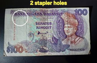 Malaysia RM100 Zeti Aziz 12th Series first prefix AA duit lama ...