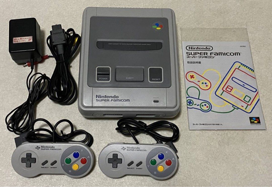 中古 美品 日版 原裝 Nintendo 任天堂 Super Famicom 超級任天堂 超任 SFC SNES 主機 套裝, 興趣及遊戲 ...
