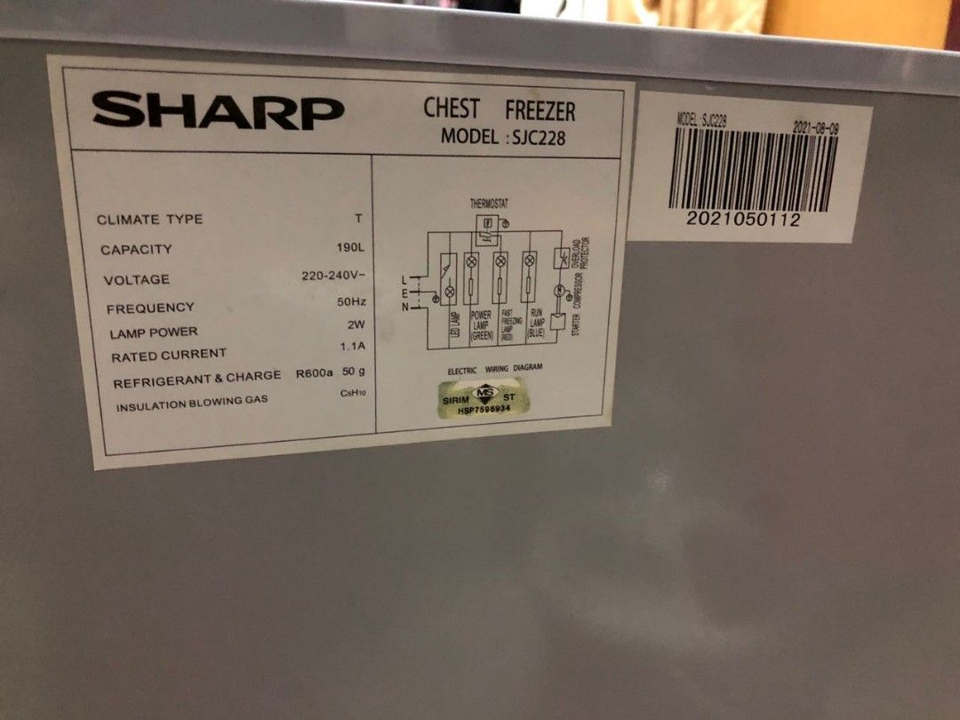 Sharp Freezer Sjc228, TV & Home Appliances, Kitchen Appliances ...