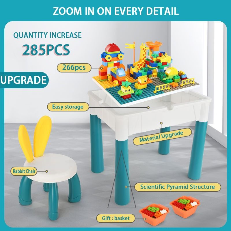 Table For Kids With Chair And 266 Building Blocks 2 Storage Box, Babies ...