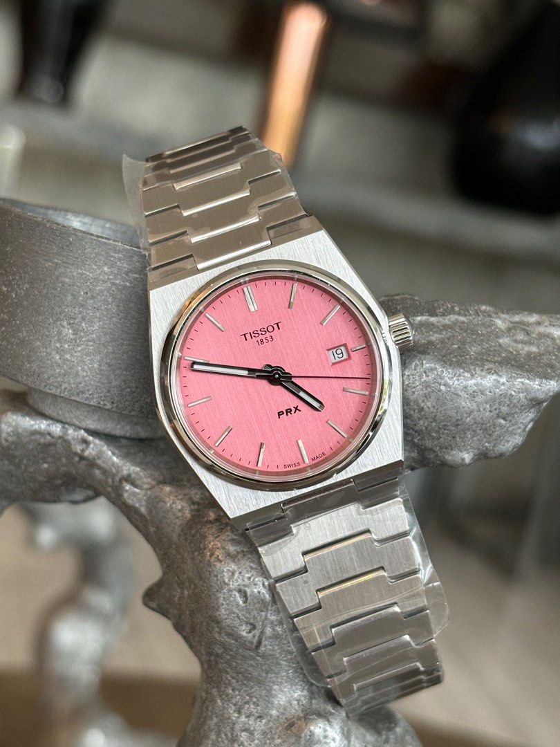 Tissot PRX in Salmon Pink 35mm Quartz, Luxury, Watches on Carousell