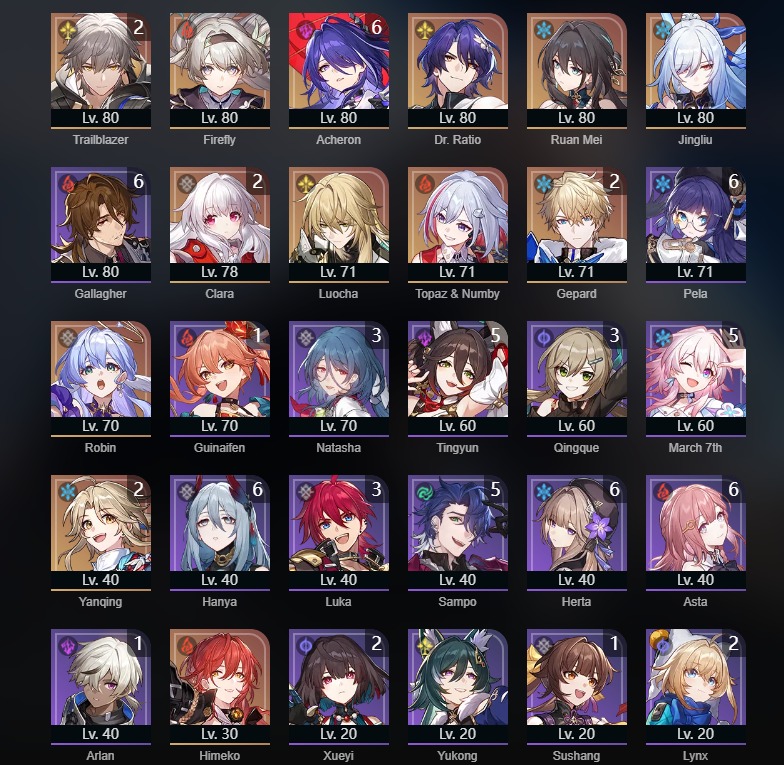 UPDATED Honkai Star Rail E6 Acheron account , Video Gaming, Video Games ...