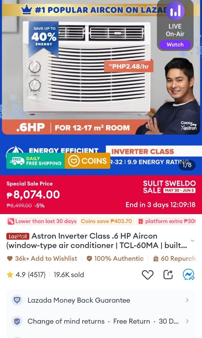 .6 inverter class aircon, TV & Home Appliances, Air Conditioning and ...