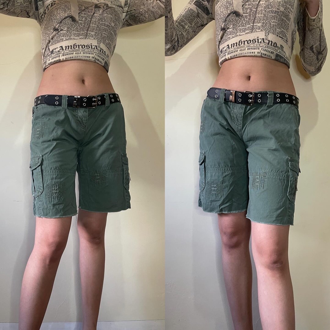 Army Green Cargo Jorts, Women's Fashion, Bottoms, Shorts on Carousell