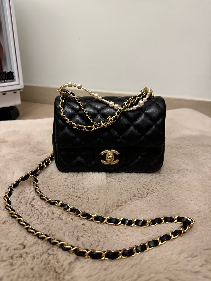 (低過原價出）Chanel cf mini 17cm 珍珠方胖子 24s 24p, 名牌, 手袋及銀包 - Carousell