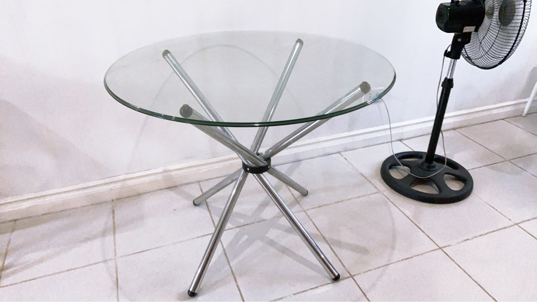 CHOPSTICK GLASS TOP DINING TABLE, Furniture & Home Living, Furniture ...