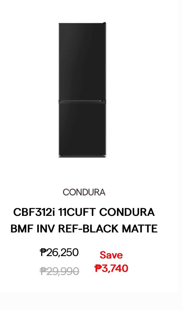 Condura Inverter Refrigerator- Black | Glass Door, TV & Home Appliances ...