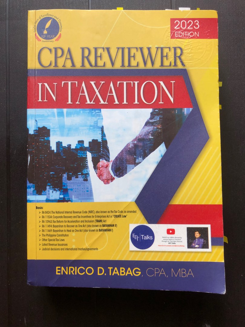 CPA Reviewer in Taxation 2023 edition- TABAG, Hobbies & Toys, Books ...