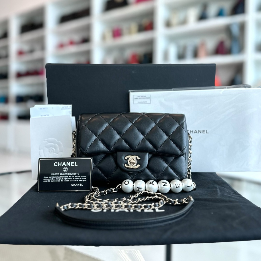 *Full Set, Receipt, Like New* Chanel Pearl Mini Flap Quilted My ...
