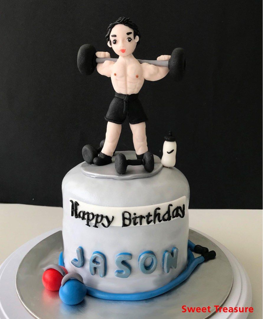 Gym fitness sport man cake, Food & Drinks, Homemade Bakes on Carousell