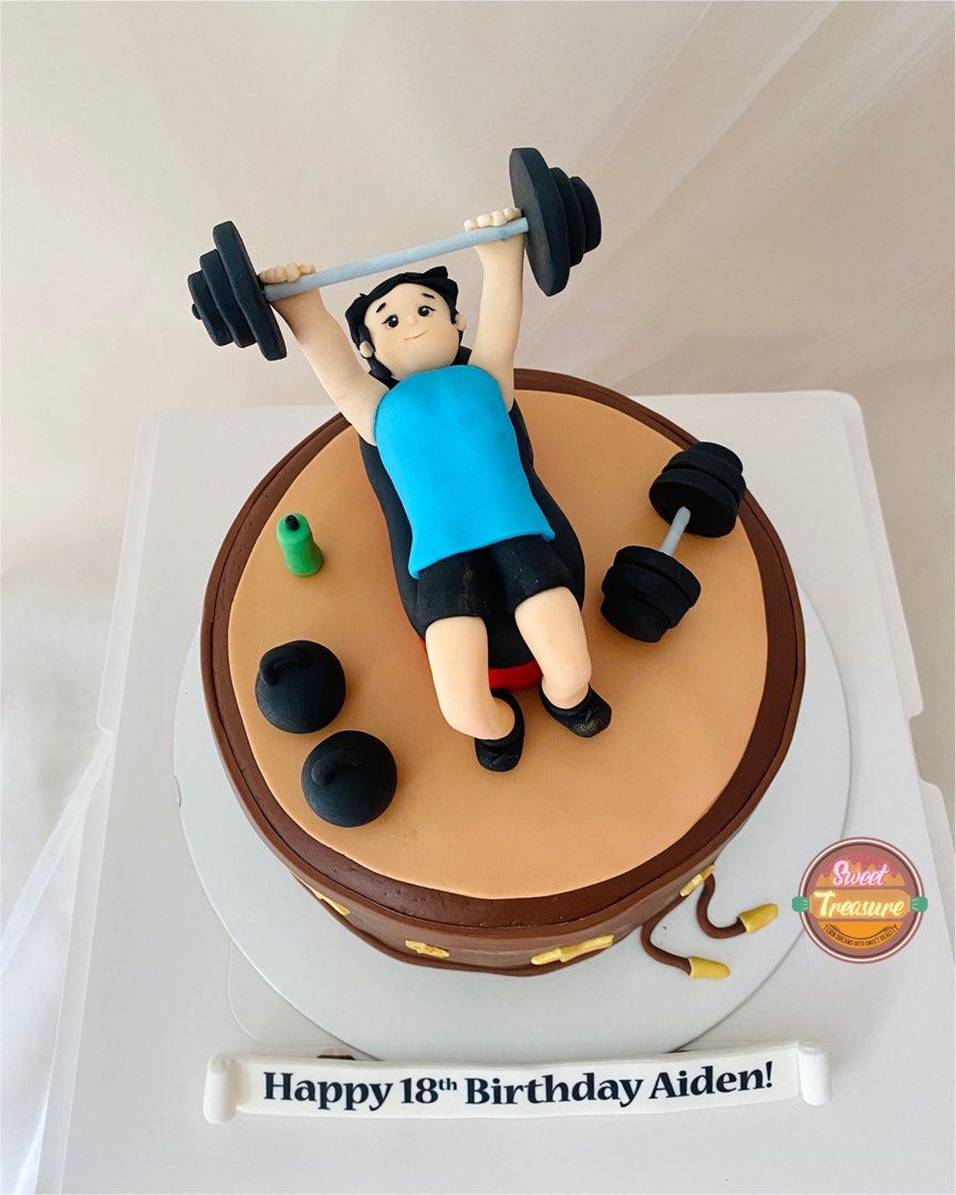 Gym fitness sport man cake, Food & Drinks, Homemade Bakes on Carousell
