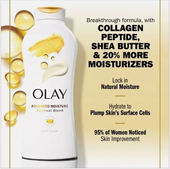 Olay Advanced Moisture Renewal Blend Body Wash with Collagen Peptide ...
