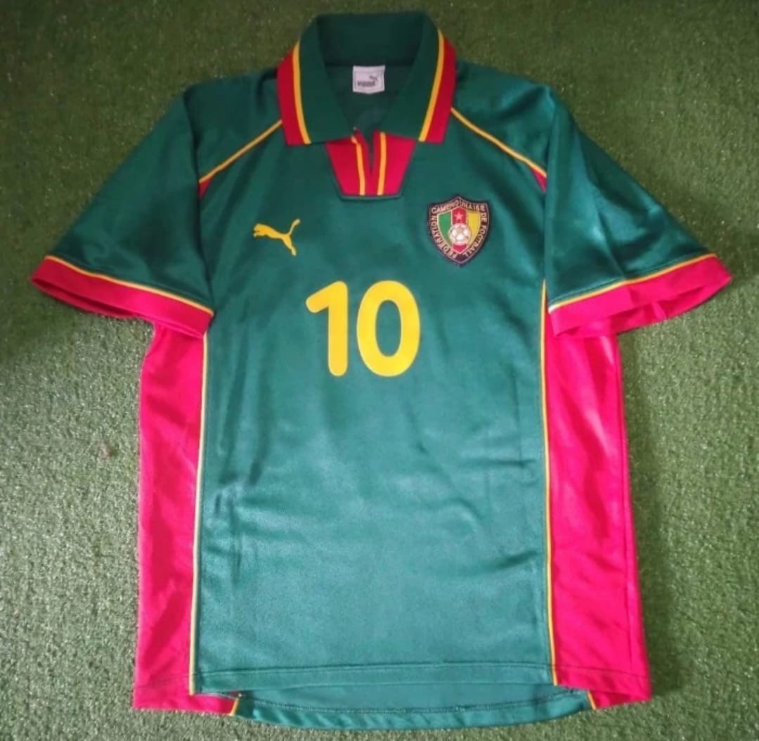 Patrick Mboma #10 Cameroon National Team Home Jersey 1998 African Cup ...