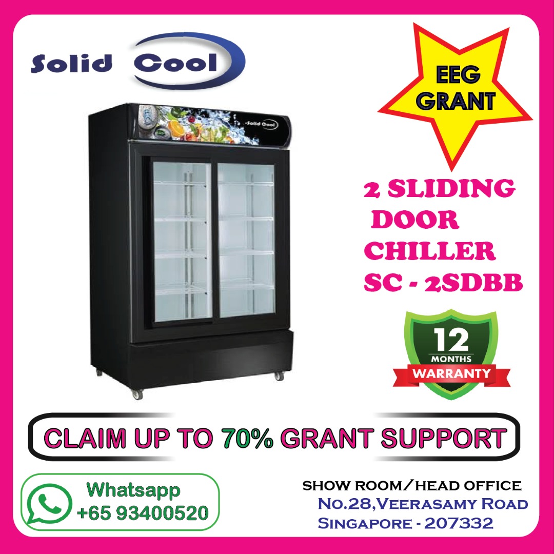 Solid Cool Sliding 2 Door Chiller 2SDBB, TV & Home Appliances, Kitchen ...